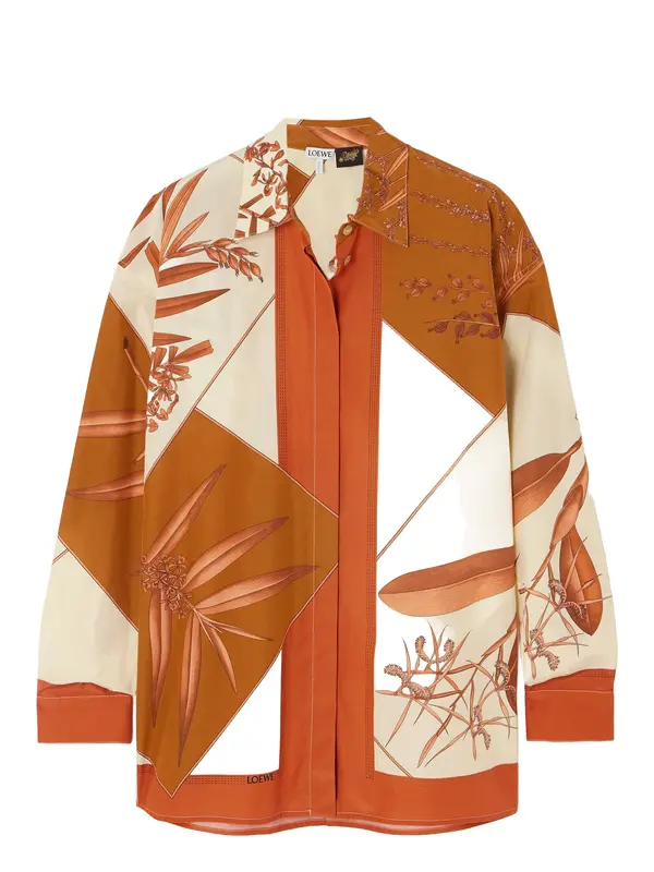 Loewe Printed Cotton And Silk-blend Shirt - Orange
