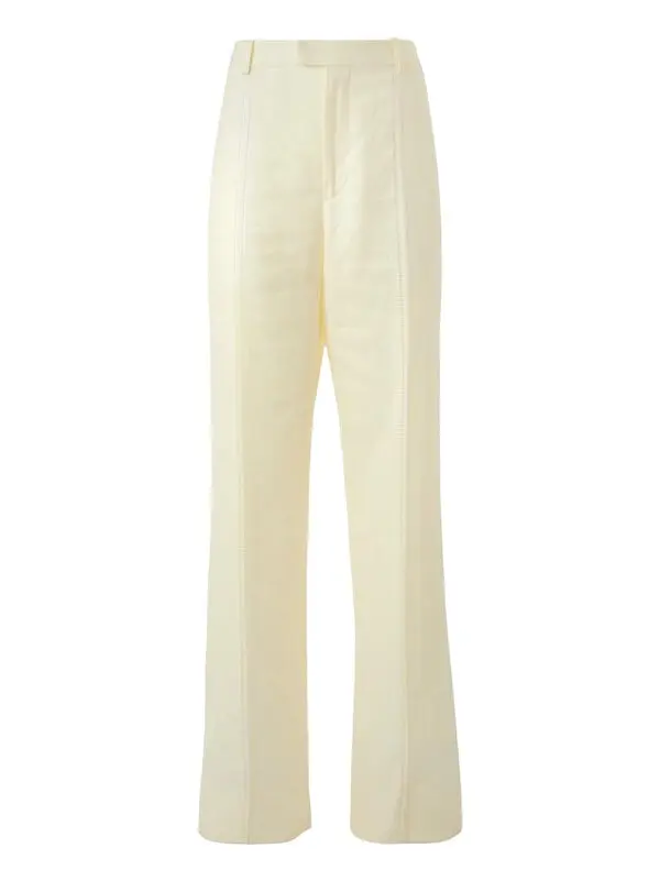 Bottega Veneta Embroidered Linen Straight-leg Pants - Neutrals