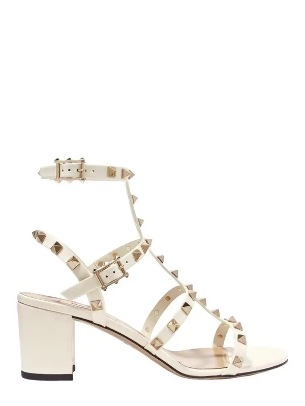Valentino Garavani The Rockstud 60 Patent-leather Sandals - Ivory