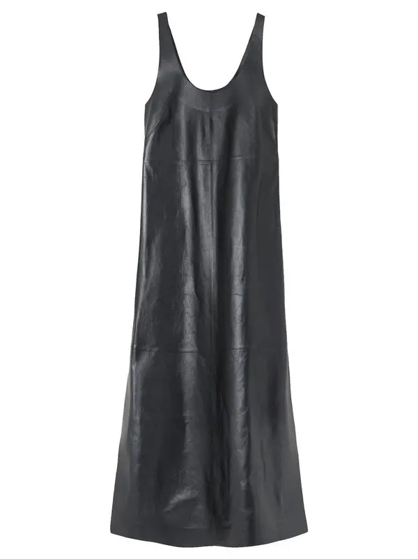Gabriela Hearst Ellson Leather Midi Dress - Black