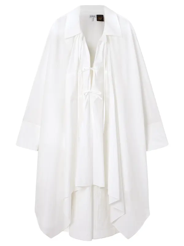 Loewe Cotton-blend Poplin Midi Shirt Dress - White