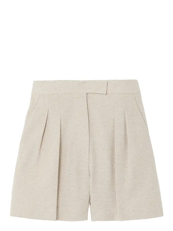 Max Mara Jessica Pleated Cotton Shorts - Neutrals