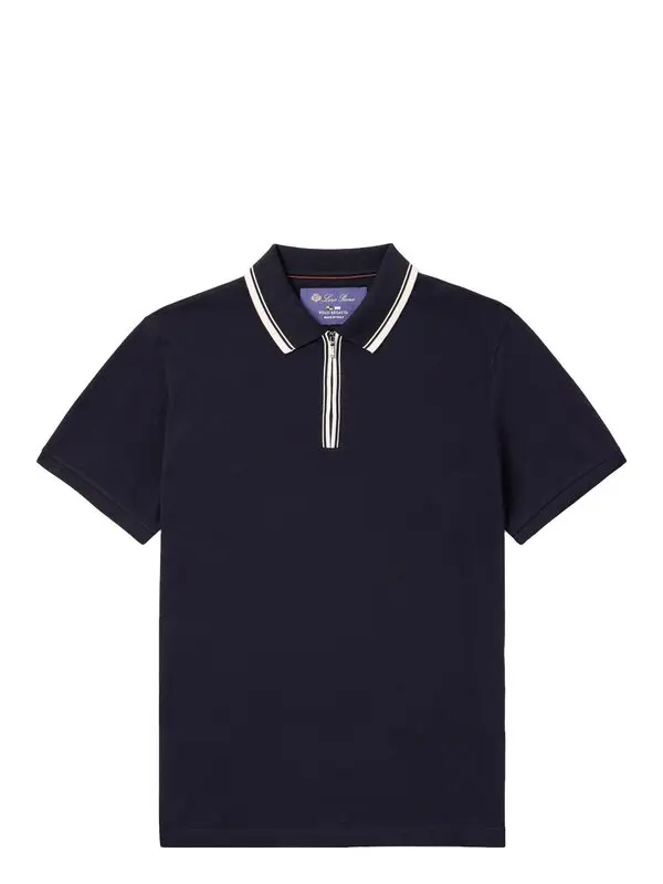 Loro Piana Regatta Stretch-cotton Piqué Half-zip Polo Shirt - Blue