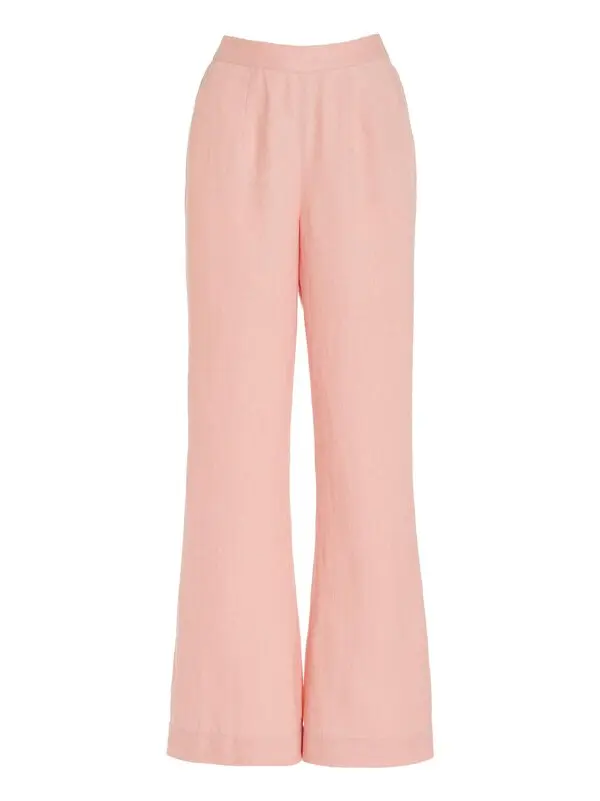 Posse Tia Flared Linen Trousers - Pink