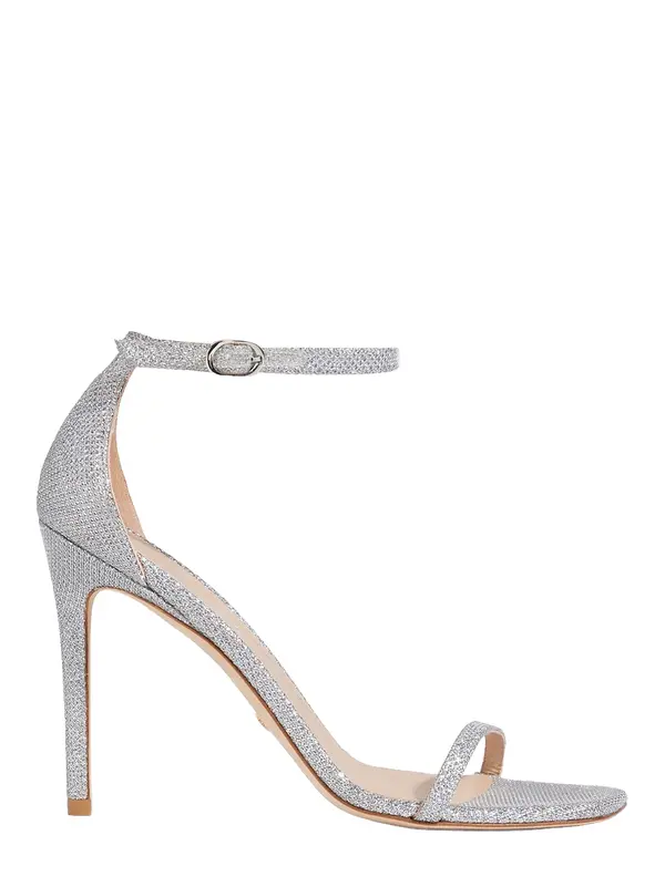 STUART WEITZMAN Glittered Woven Sandals - Silver