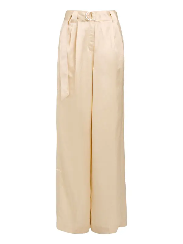 Zimmermann Pleated Shantung Wide-leg Pants - Cream