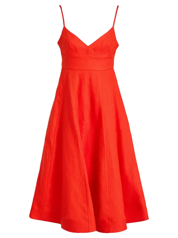 Zimmermann Linen Midi Dress - Tomato Red
