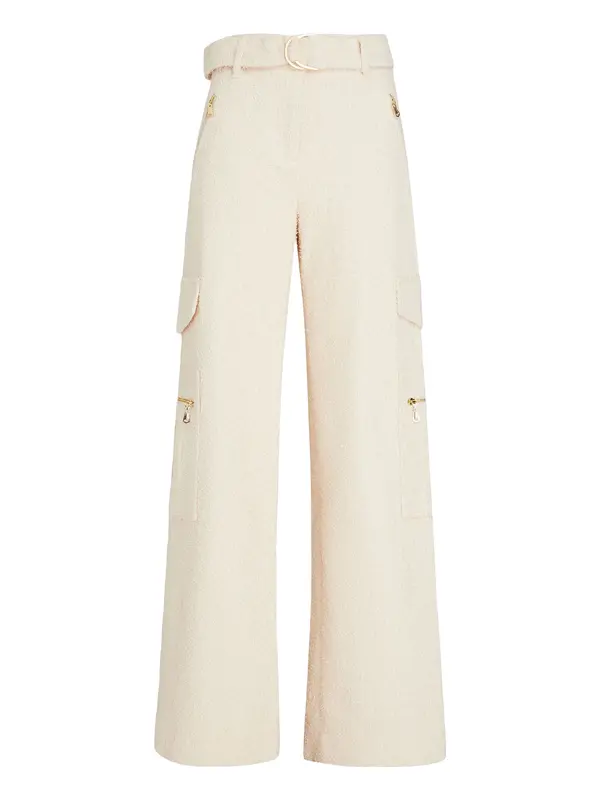 Zimmermann Belted Cotton-blend Terry Cargo Pants - Cream