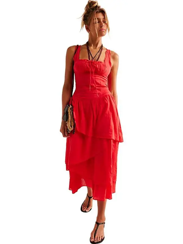 Free People In My Dreams Midi Dress - Poppy Red