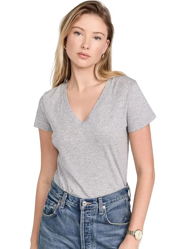Vince Essential V-neck Tee - Heather Grey