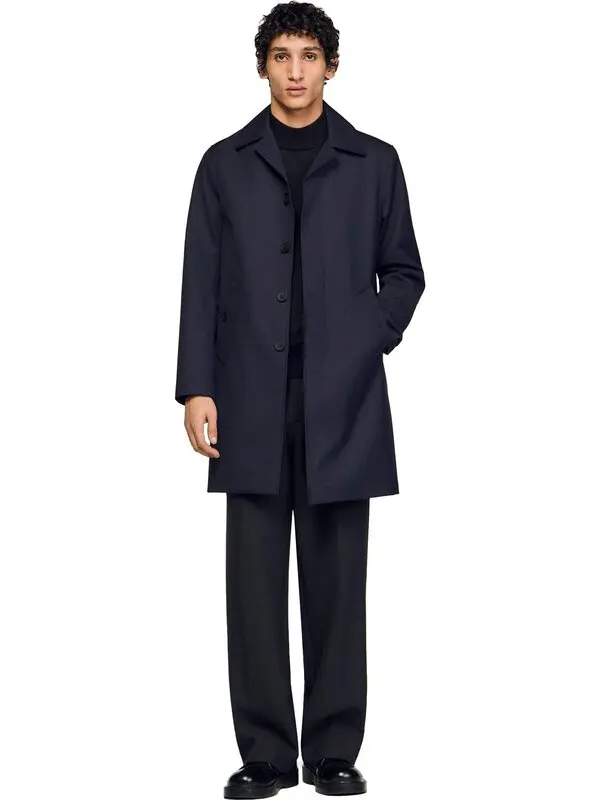 Sandro Waterproof Raincoat - Navy Blue