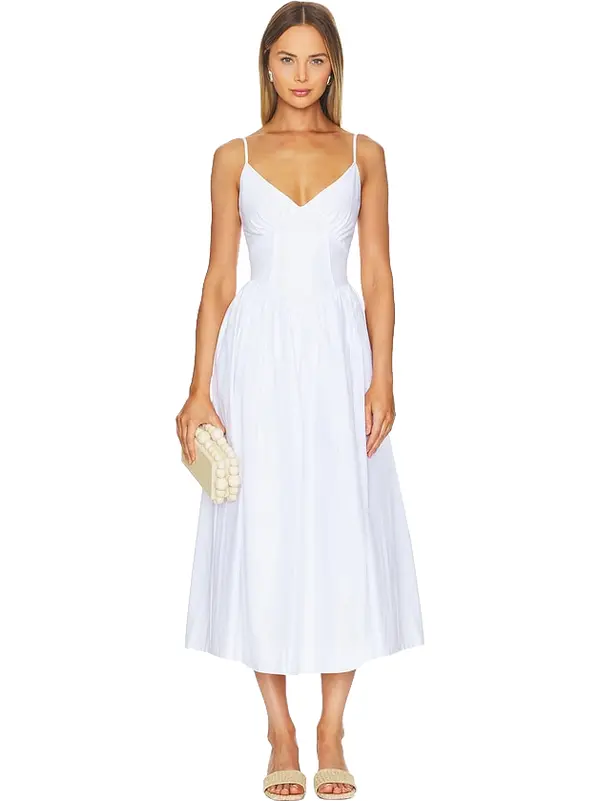 NICHOLAS Becker Princess Waist Midi Dress - White