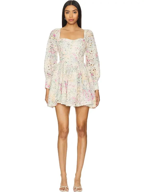 Bardot Lila Flounce Dress - Pastel Floral
