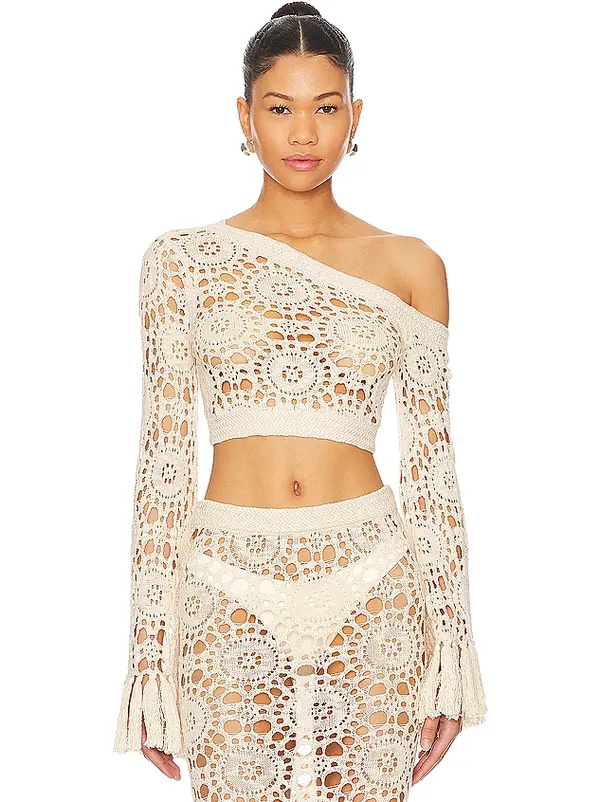 Tularosa Luanne Cold Shoulder Top - Light Beige