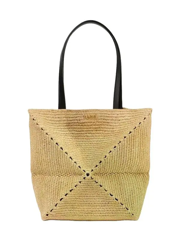 Loewe Paula's Ibiza Puzzle Fold Raffia Tote Bag - Beige