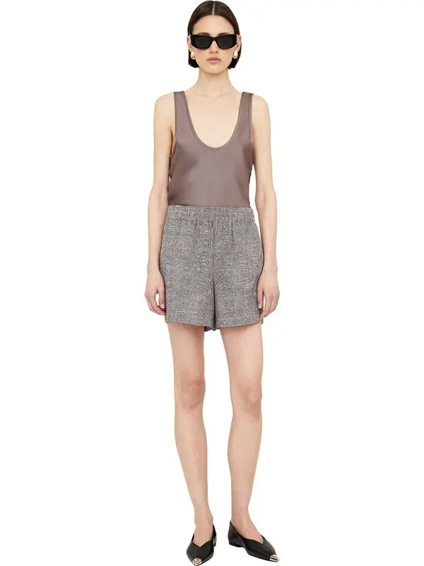 ANINE BING Kam Shorts - Brown Plaid