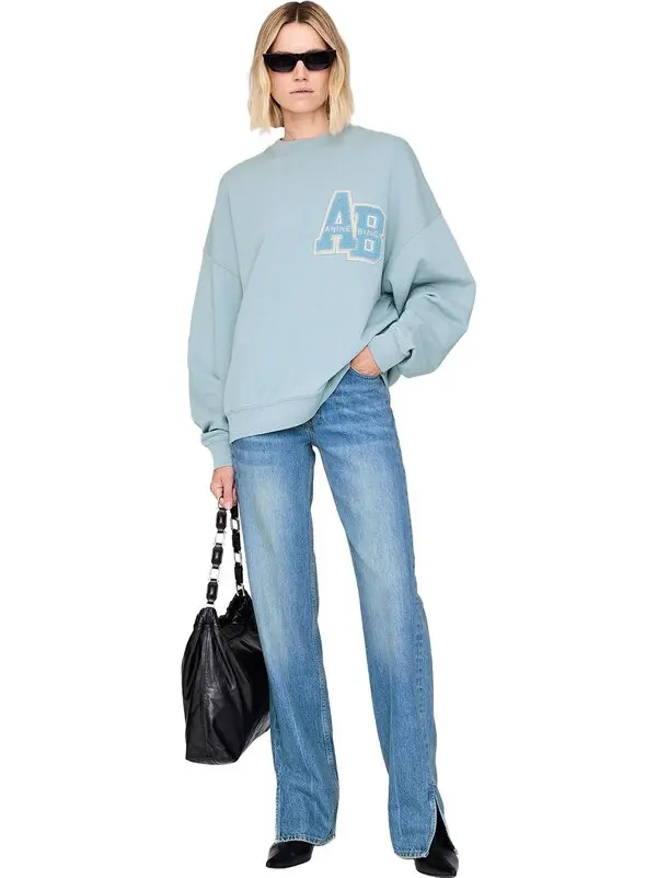 ANINE BING Miles Oversized Sweatshirt Letterman - Pastel Blue