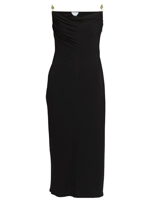 Bottega Veneta Crepe Jersey Midi Dress - Nero