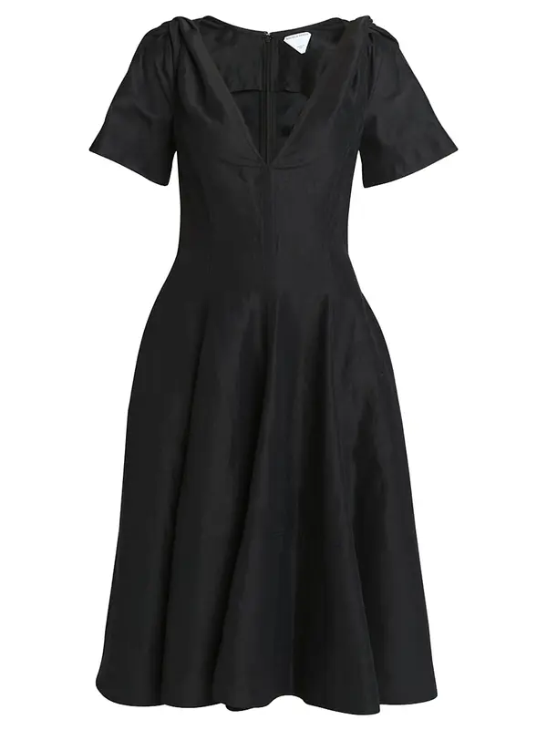 Bottega Veneta Fluid Linen Midi Dress - Nero