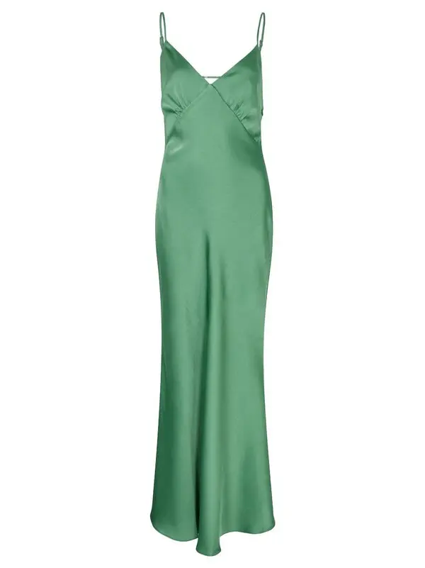 Misha Collection Vida Satin Maxi Slip Dress - Teal