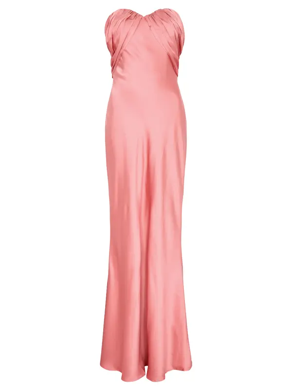 Misha Collection Livia Strapless Satin Gown - Pink