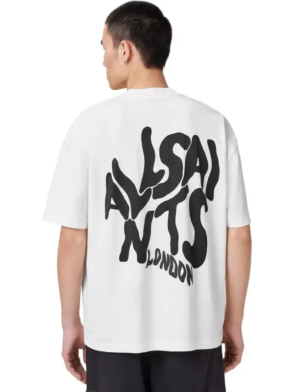 ALLSAINTS Orlando Logo Print Oversized T-shirt - Ashen White
