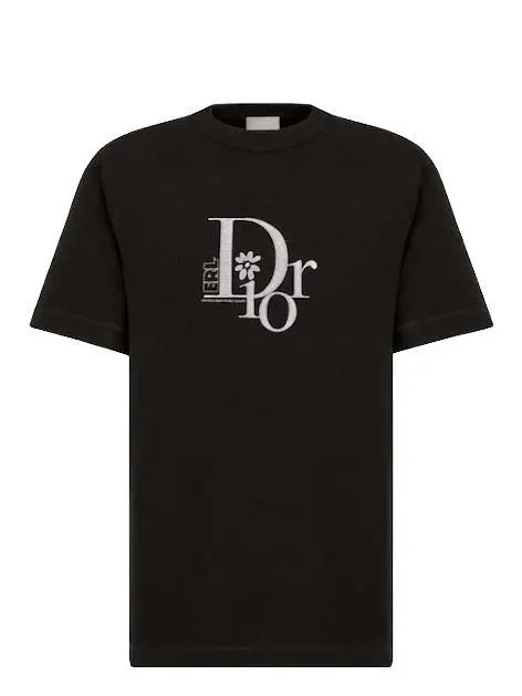 Dior X Erl Relaxed-fit T-shirt - Black Slub Cotton Jersey