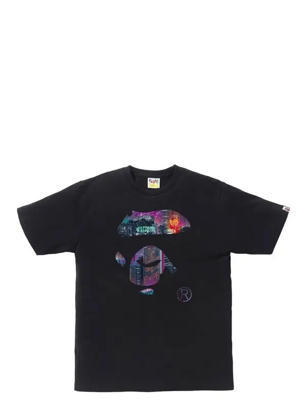 A BATHING APE Neon Tokyo Ape Face Tee Shirt - Black