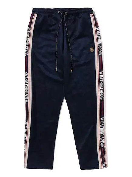 A BATHING APE Tonal Solid Camo Track Pants - Navy Blue