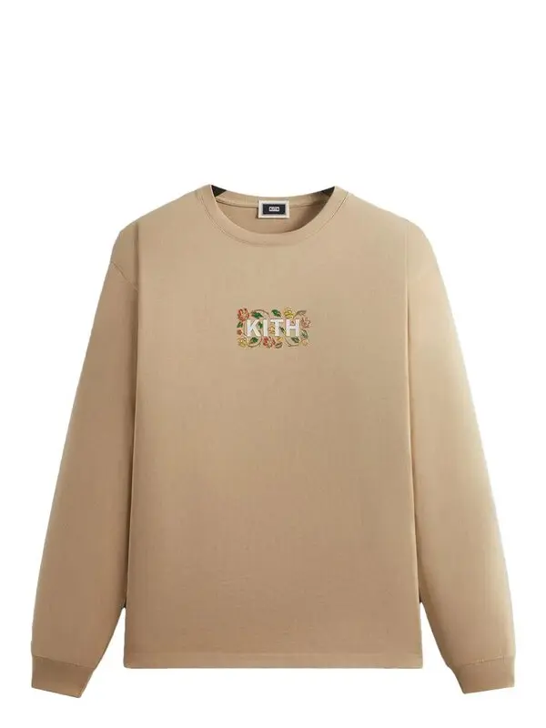 Kith Floral Classic Logo Long Sleeve Tee Shirt - Canvas