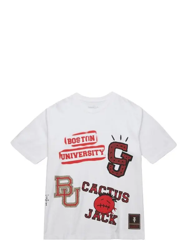 TRAVIS SCOTT X Mitchell & Ness Boston University Handdrawn T-shirt - White