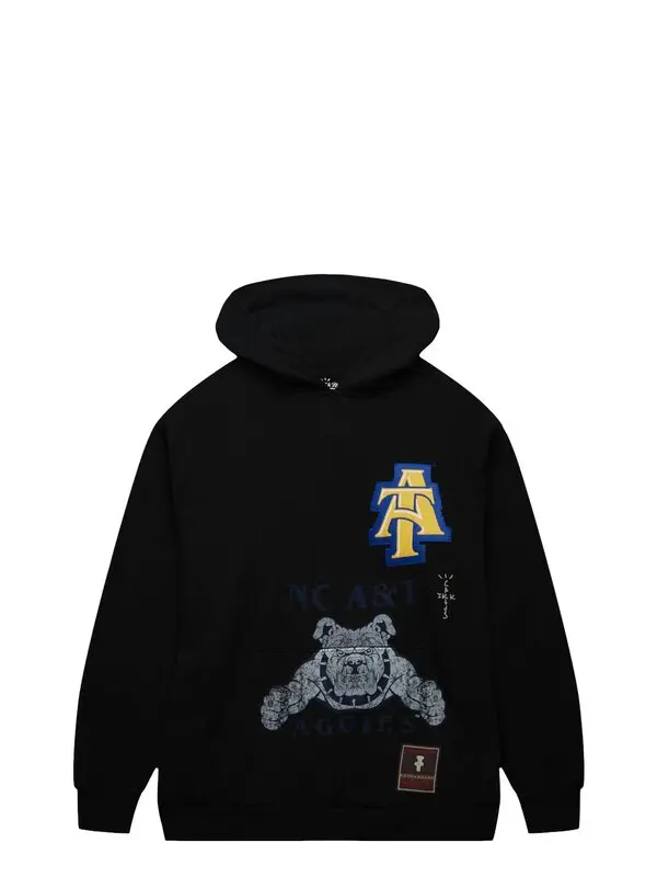 TRAVIS SCOTT X Mitchell & Ness North Carolina A&t Aggies Overlap Pullover Hoodie - Black