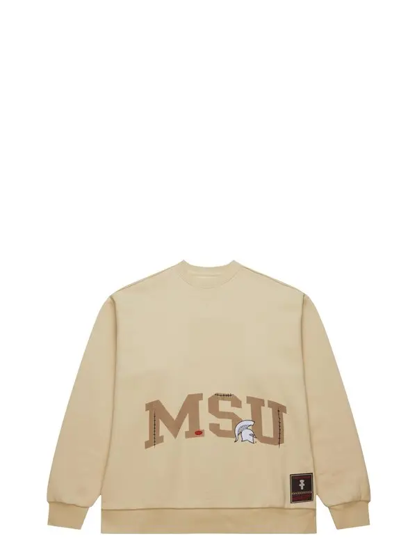 TRAVIS SCOTT X Mitchell & Ness Michigan State Spars Pullover Sweatshirt - Tan