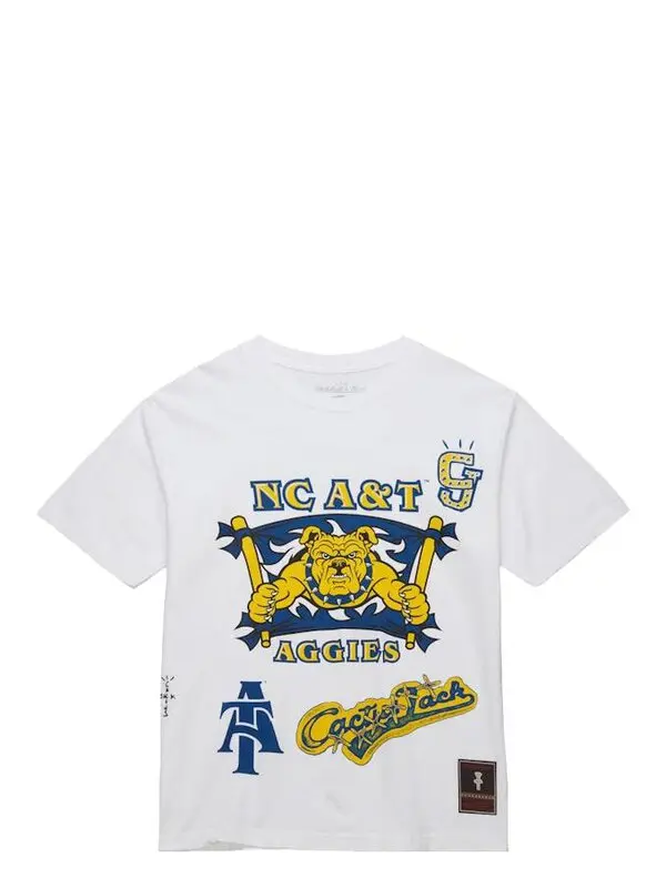 TRAVIS SCOTT X Mitchell & Ness North Carolina A&t Aggies Handdrawn T-shirt - White