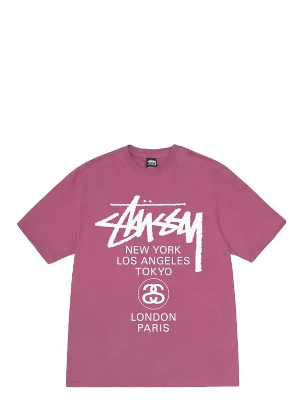 StÜssy World Tour T-shirt - Berry