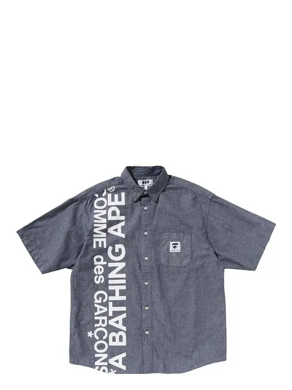 A BATHING APE X Comme Des Garcons Osaka Short Sleeve Shirt - Light Indigo