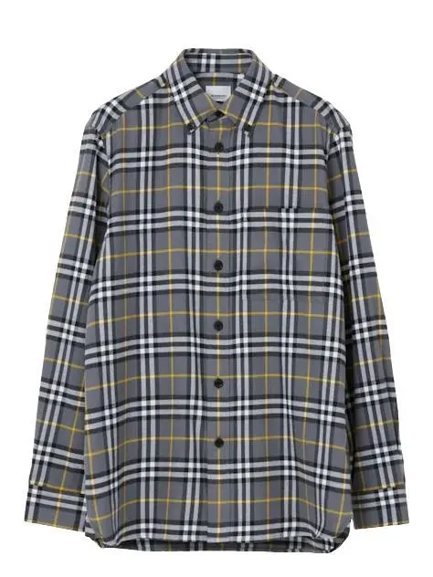 Burberry Checkpattern Cotton Flannel Shirt - Grey/yellow
