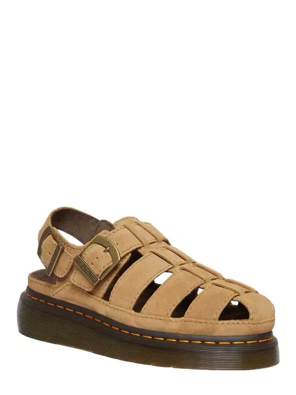 Dr. Martens Wrenlie Bronx Suede Fisherman Sandals - Tan,brown