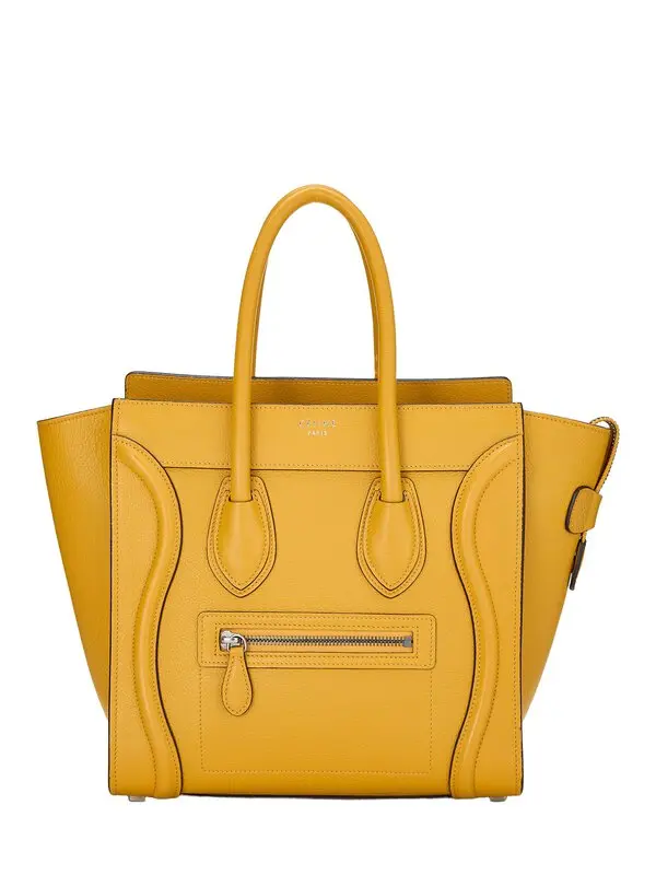 Celine Drummed Calfskin Luggage - Yellow