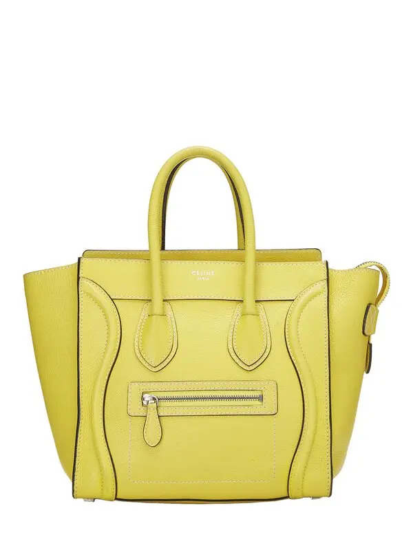 Celine Drummed Calfskin Luggage - Yellow