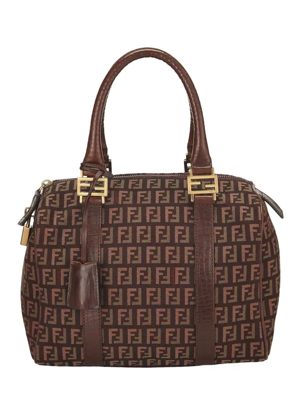 Fendi Zucchino Boston Bag - Brown