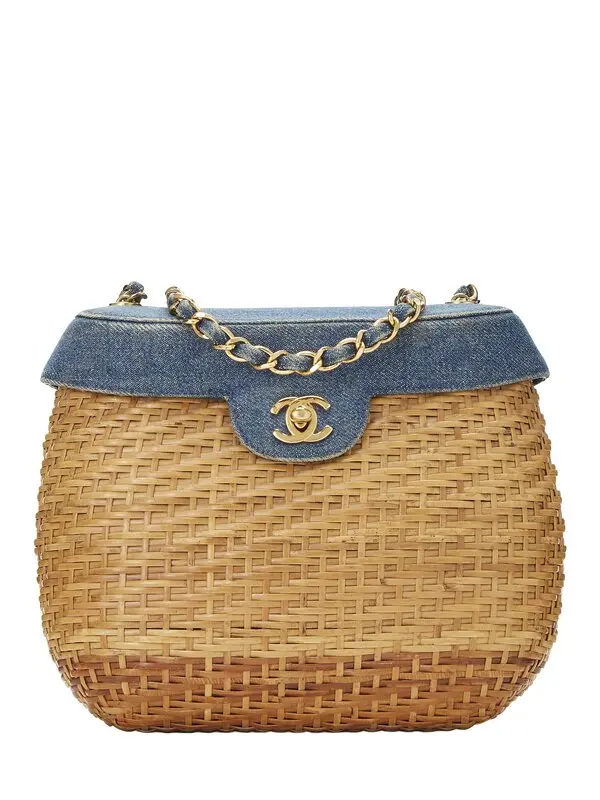 Chanel Denim & Wicker Basket Bag - Blue