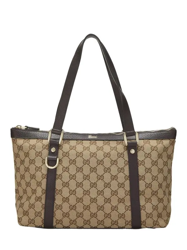Gucci Original Gg Canvas Abbey Zip Tote Bag - Brown