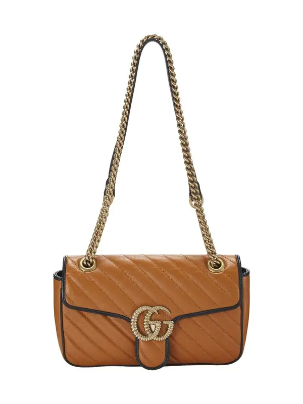 Gucci Leather Torchon Gg Marmont Shoulder Bag - Orange