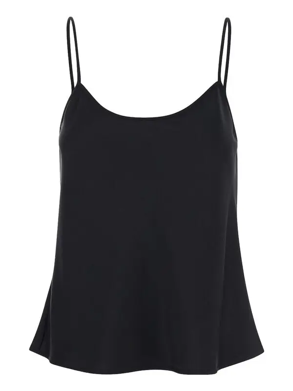 PLAIN Satin U-neck Tank Top - Black