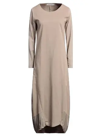 European Culture Midi Flared Dress - Beige