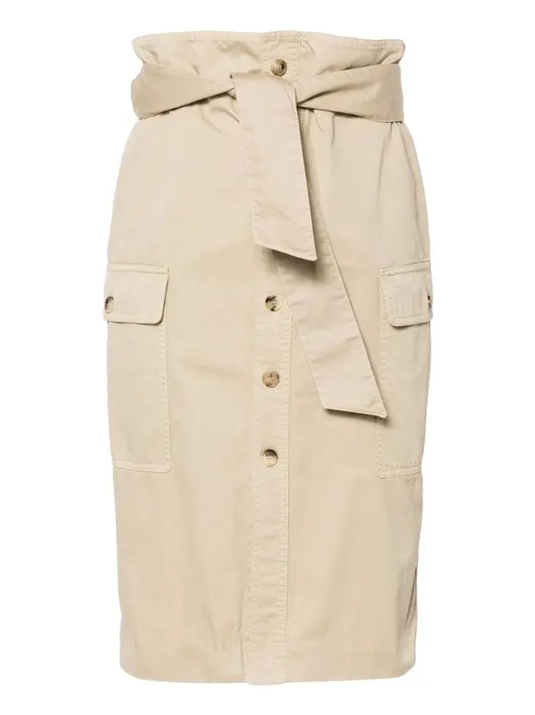 Saint Laurent Belted High-waisted Skirt - Neutrals