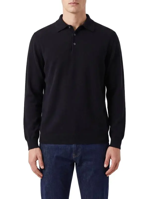 Brunello Cucinelli Long Sleeve Polo Shirt - Black