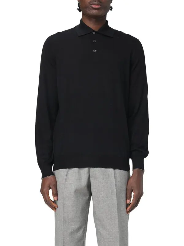 Brunello Cucinelli Long Sleeve Polo Shirt - Black