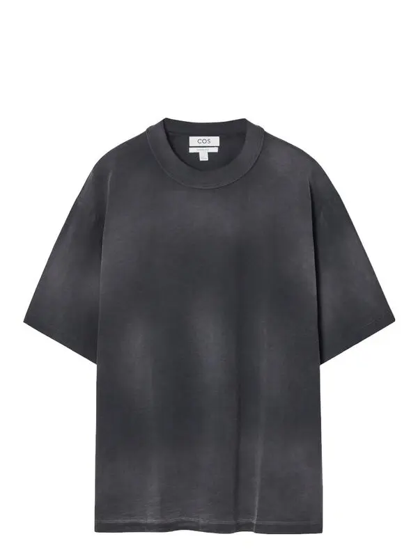 Cos Oversized Washed-jersey Mock-neck T-shirt - Black